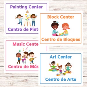 Bilingual Classroom Center Labels-spanish and English- Classroom ...