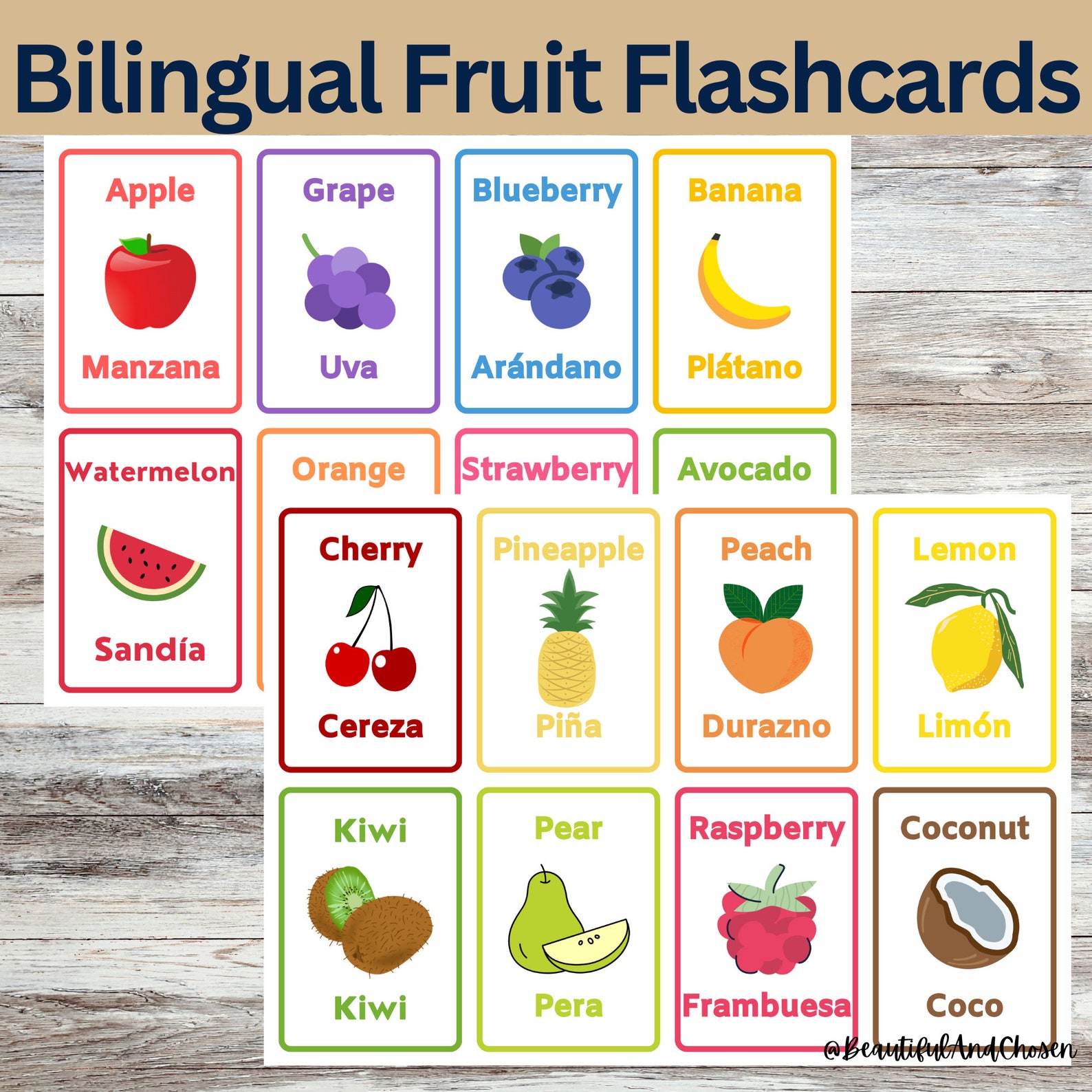 Bilingual Food Flashcards Bundle, Spanish & English (printable) - Etsy