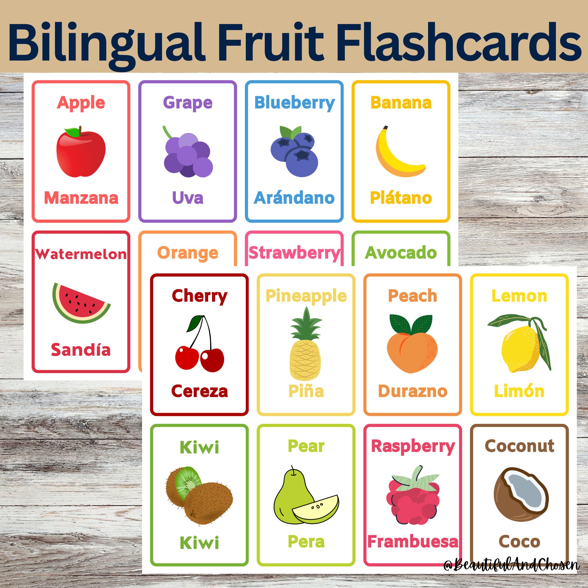 60+ Bilingual Food Flashcards Bundle-spanish and English Printable ...