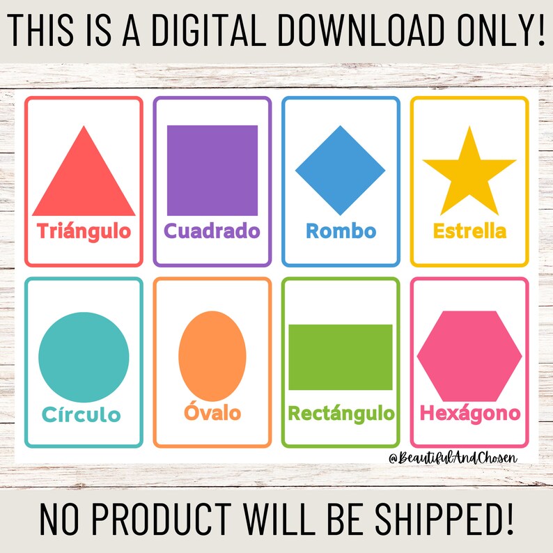 Colors and Shapes Bilingual Flashcards-spanish Printable - Etsy
