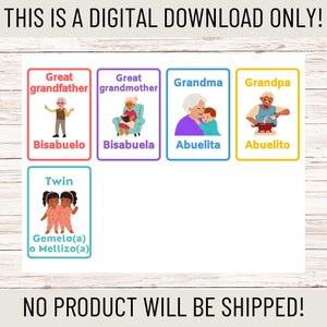 Bilingual Family Members Flashcards-spanish and English Printable ...