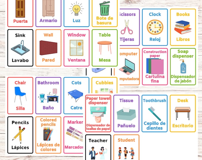 Bilingual Classroom Labels and Rules-spanish and English- Classroom ...