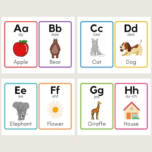 English Alphabet Flashcards Printable With Pronunciation 5x7 Kids ...