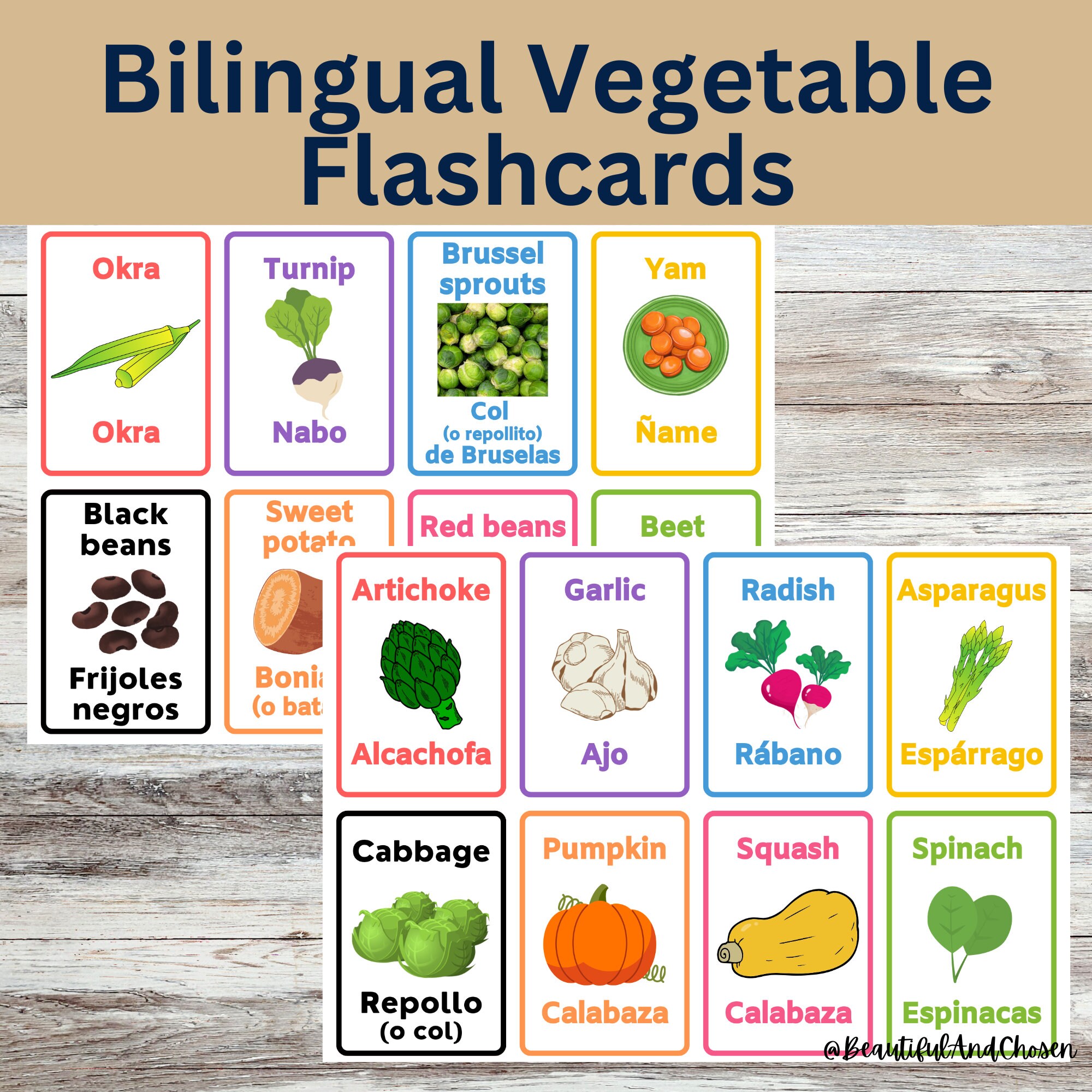 60+ Bilingual Food Flashcards Bundle-spanish and English Printable ...
