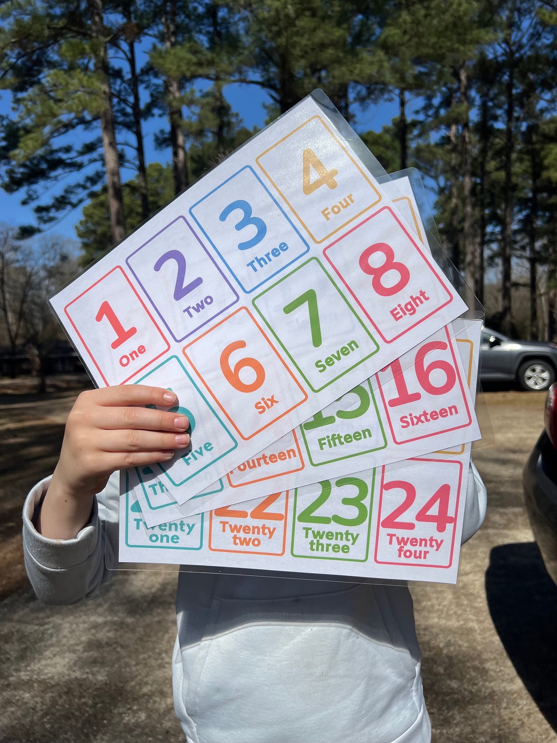 Number Flashcards 1-24 Colorful Preschool Tool MESSAGE to ADD NUMBERS ...