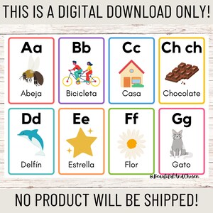 Spanish Alphabet Flashcards Printable - Etsy