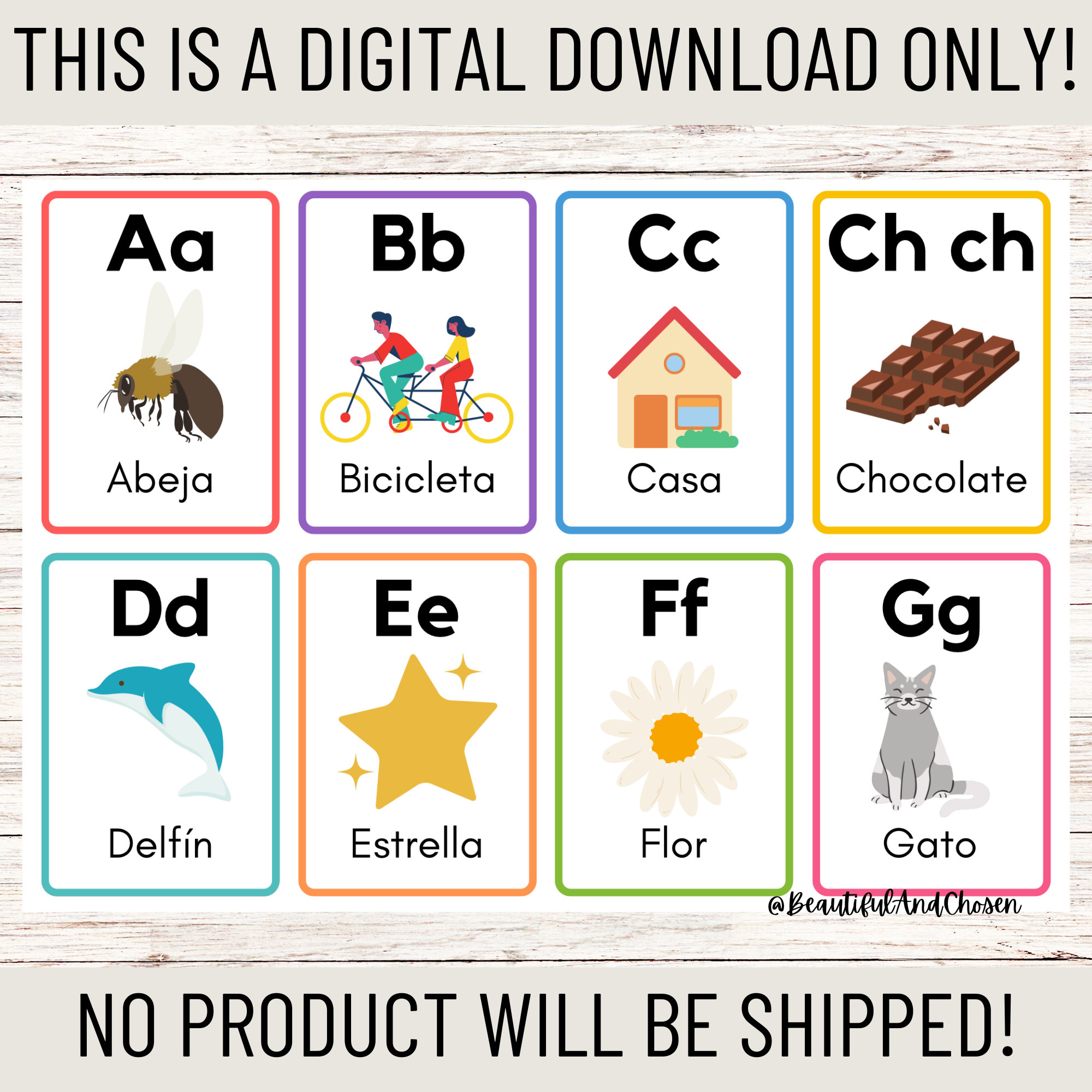 Spanish Alphabet Flashcards Printable - Etsy Canada
