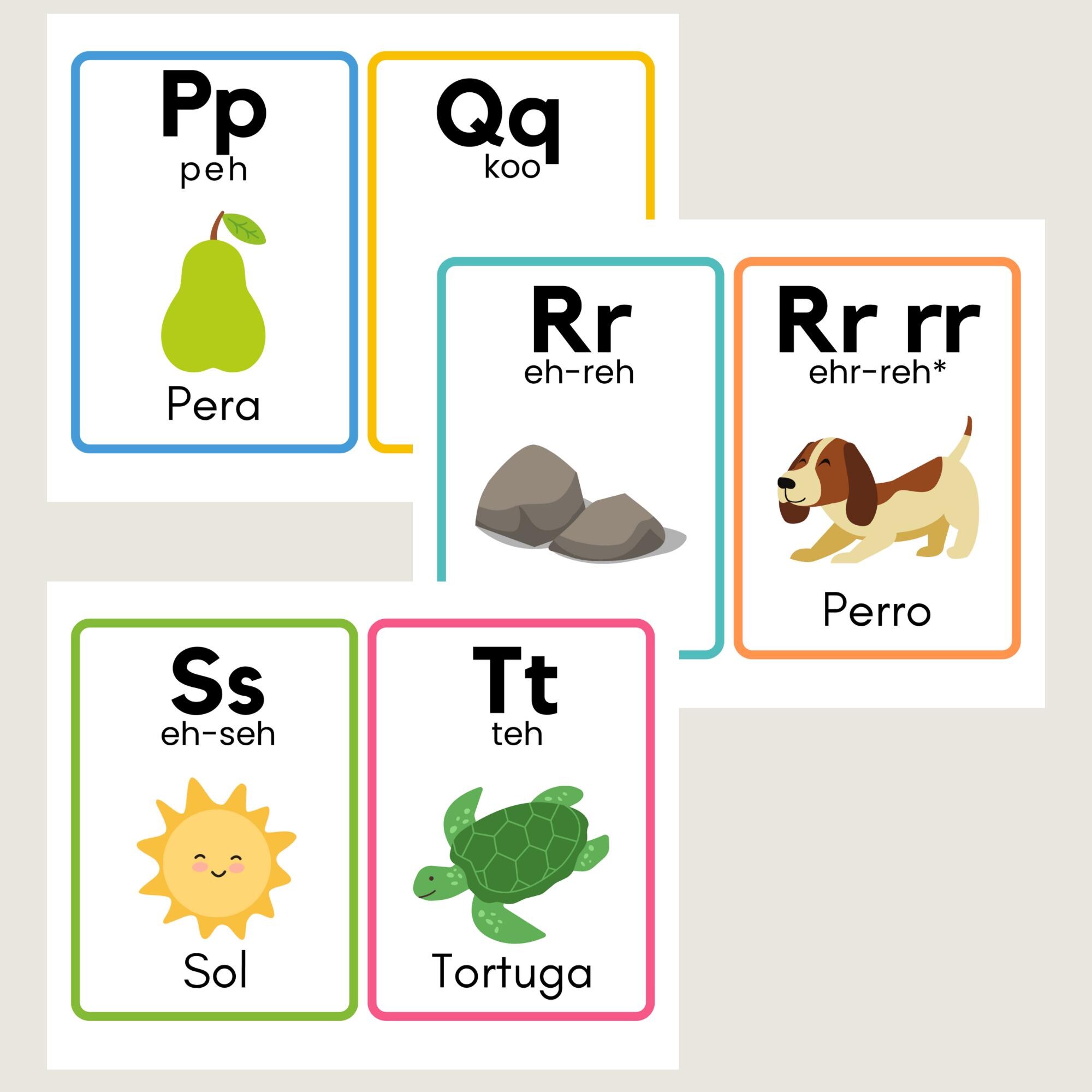 Spanish Alphabet Flashcards Printable With Letter Name Pronunciation ...