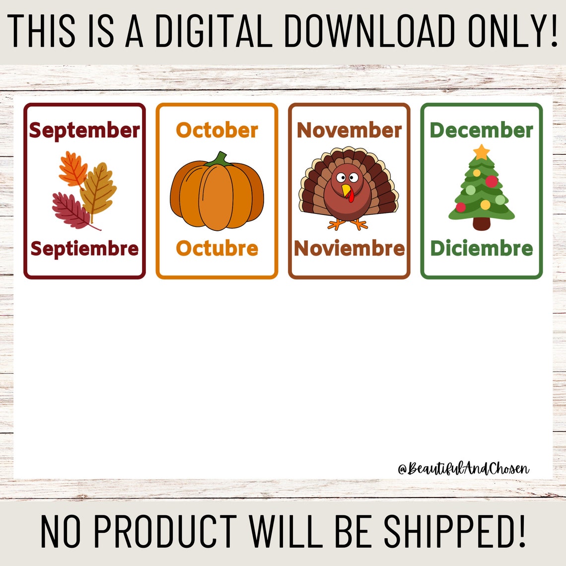 Bilingual Flashcards: Days, Months - Spanish & English (printable) - Etsy