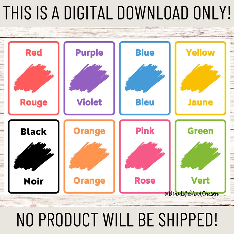 Colors and Shapes Bilingual Flashcards-french and English - Etsy