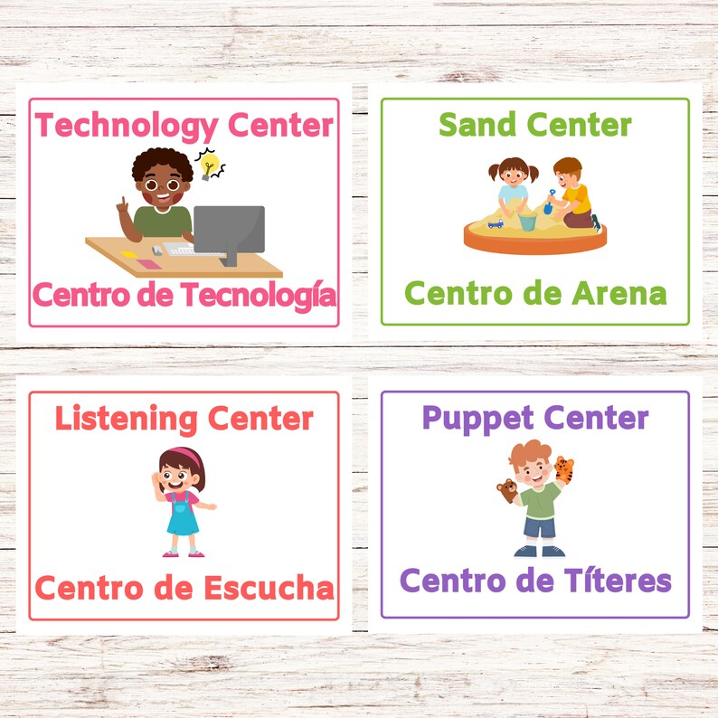 Bilingual Classroom Labels & Rules – Spanish English Flashcards - Etsy