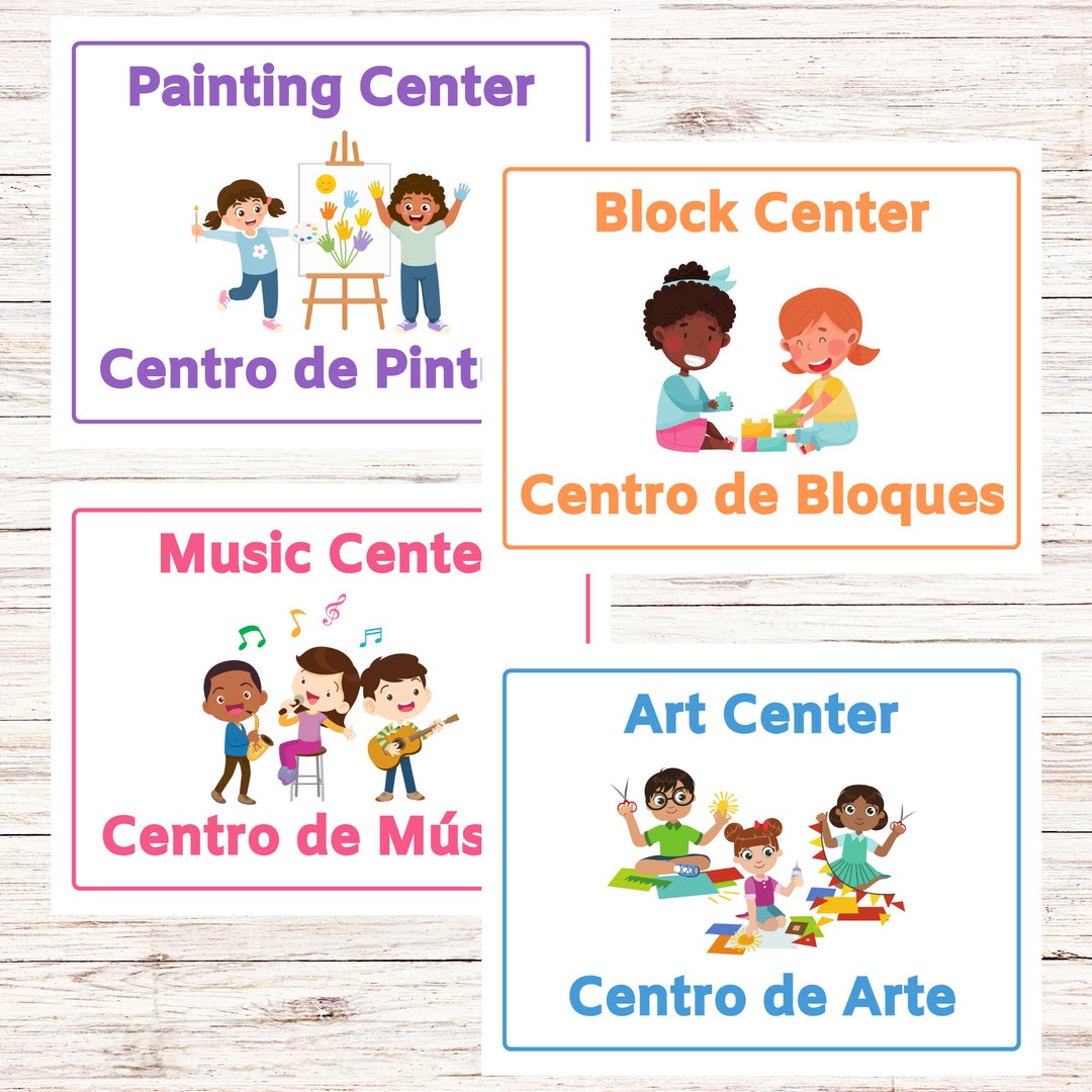 Bilingual Classroom Center Labels-spanish and English- Classroom ...