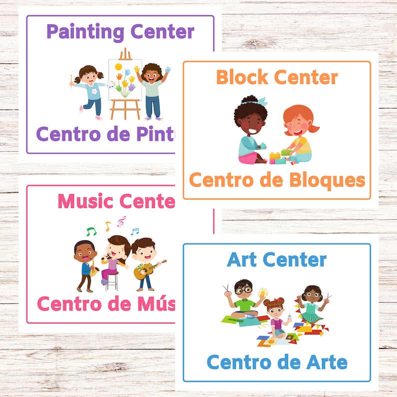Bilingual Classroom Center Labels-spanish and English- Classroom ...