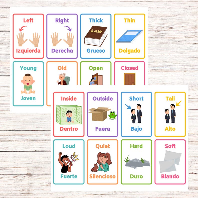 Bilingual Opposites Flashcards (set of 80) - Spanish and English ...