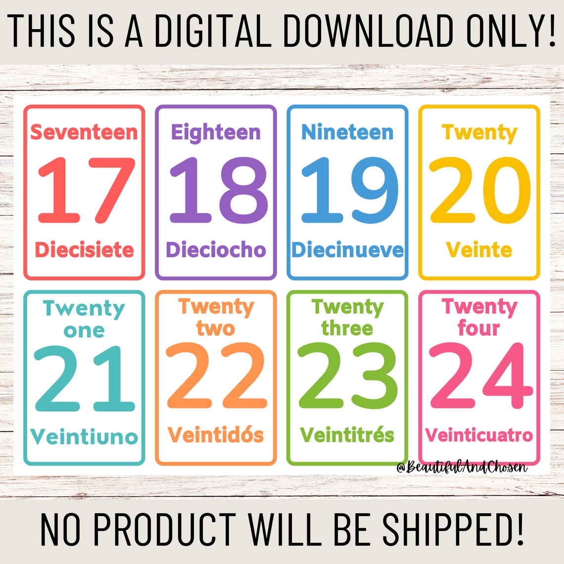 Numbers Bilingual Flashcards-spanish and English - Etsy