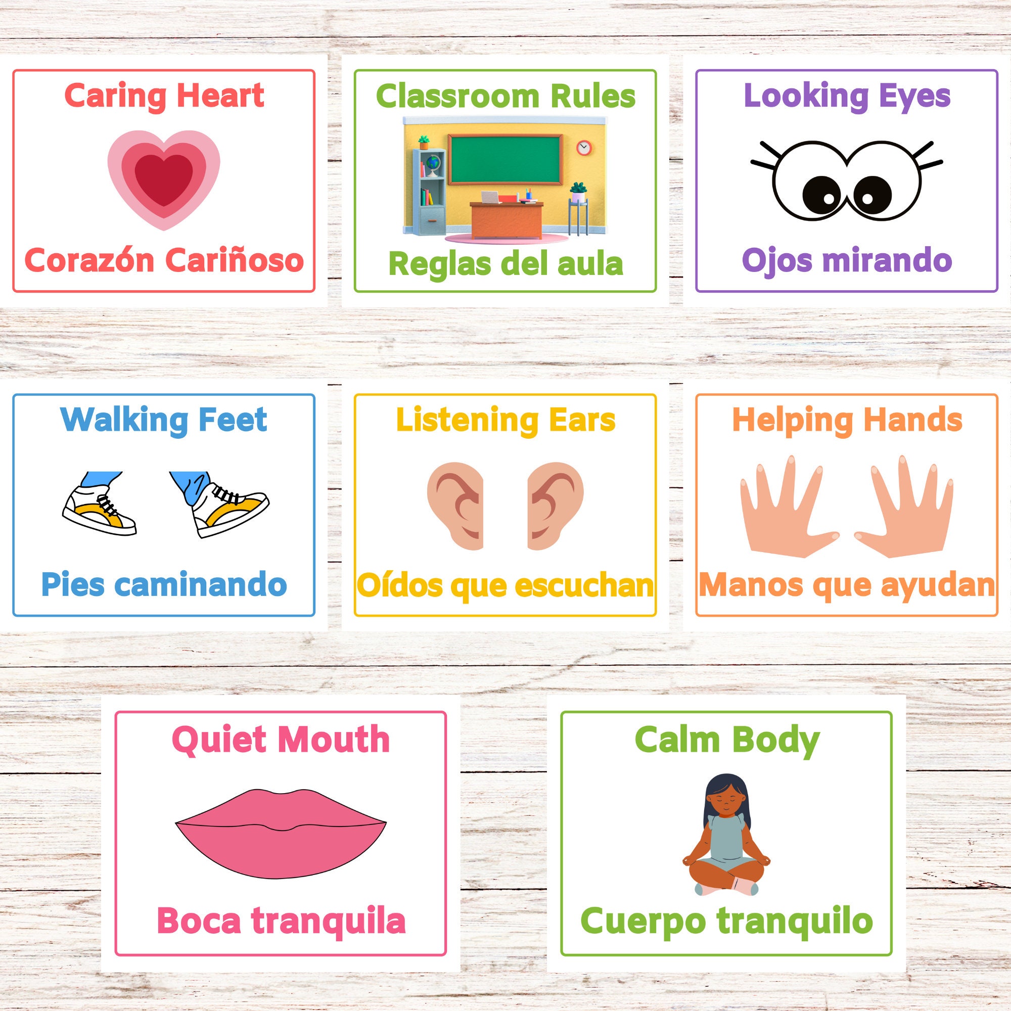Bilingual Classroom Labels and Rules-spanish and English- Classroom ...