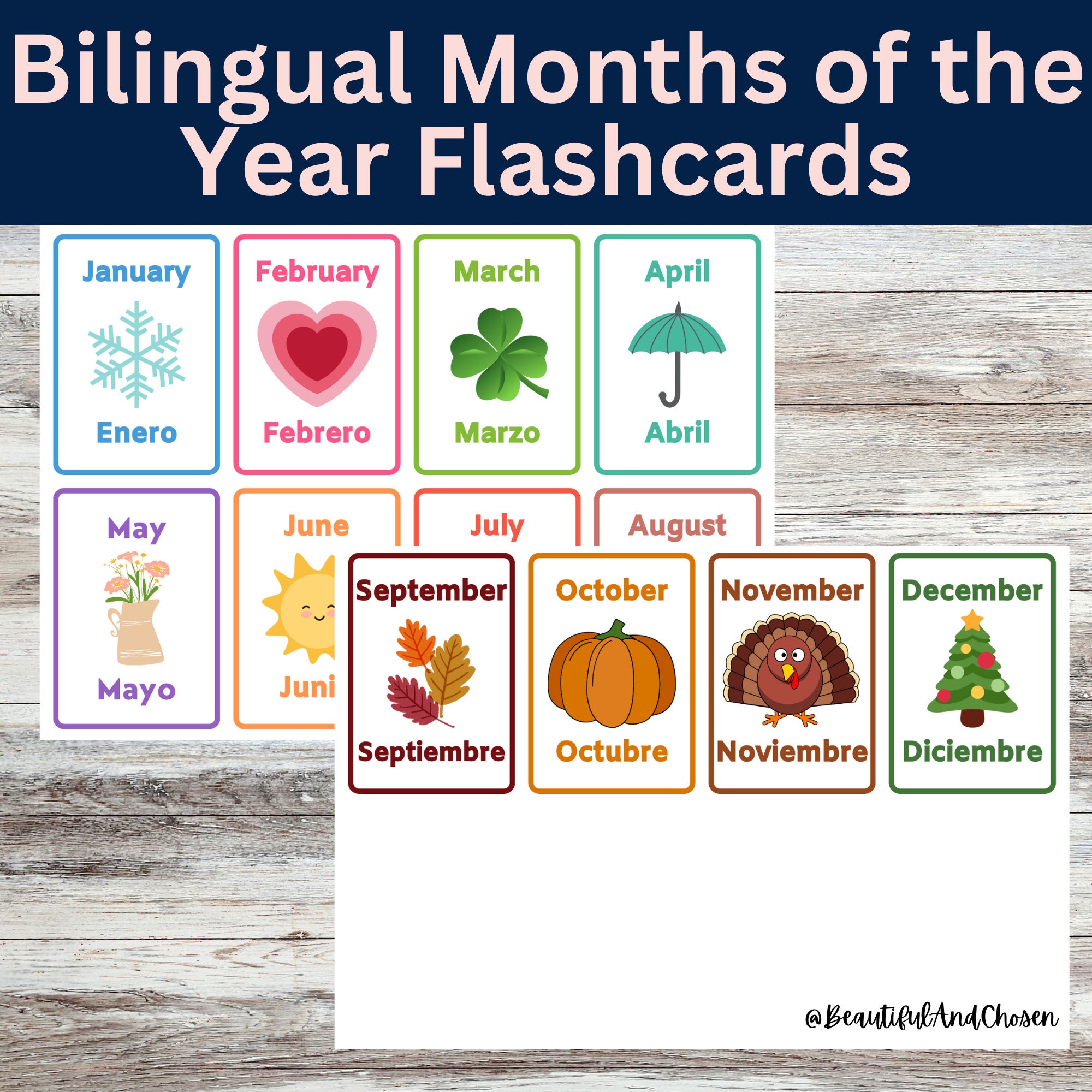 70+ Bilingual Basics Flashcards Bundle-spanish and English Printable ...