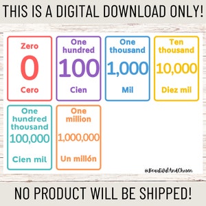 Numbers Bilingual Flashcards-spanish and English Printable-study Tools ...