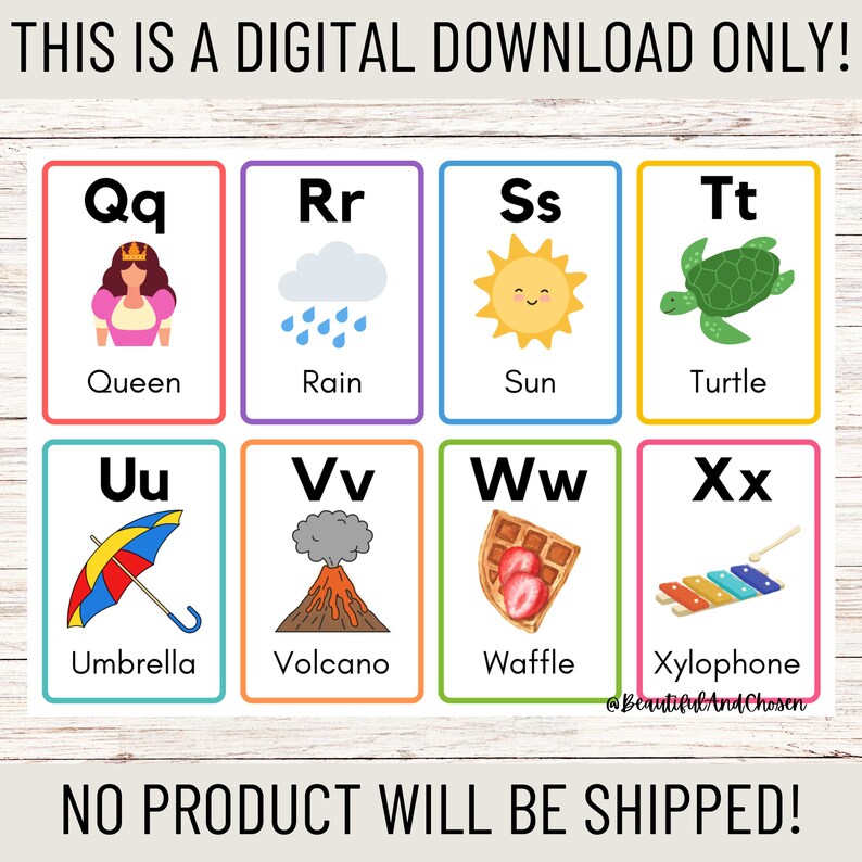 English Alphabet Flashcards Printable-study Tools, Kids Review ...