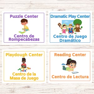 Bilingual Classroom Center Labels-spanish and English- Classroom ...