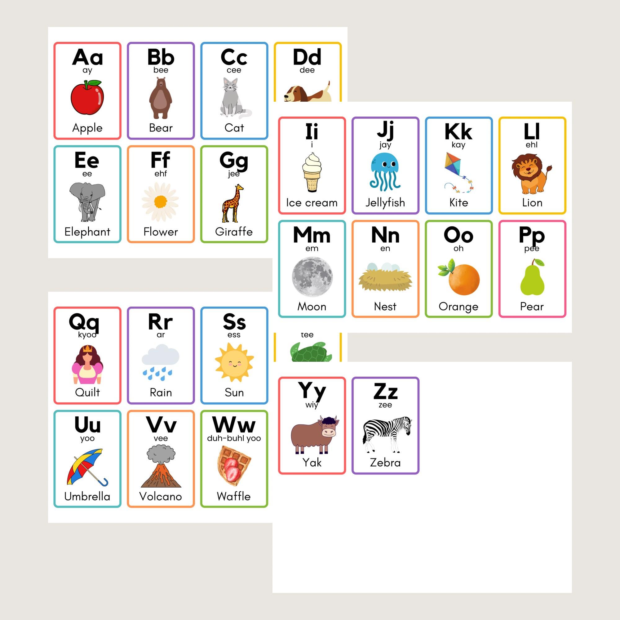 English Alphabet Flashcards Printable With Pronunciation-study Tools ...