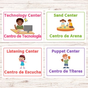 Bilingual Classroom Center Labels-spanish and English- Classroom ...