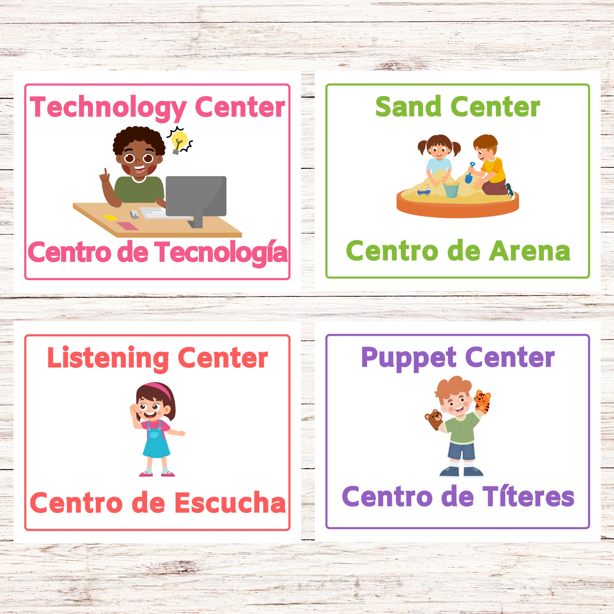 Bilingual Classroom Center Labels-spanish and English- Classroom ...
