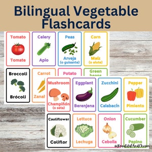 60 Bilingual Food Flashcards Bundle-spanish and English Printable-study ...