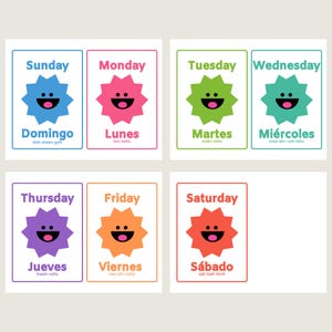 Bilingual Flashcards-days of the Week and Months of the Year-spanish ...