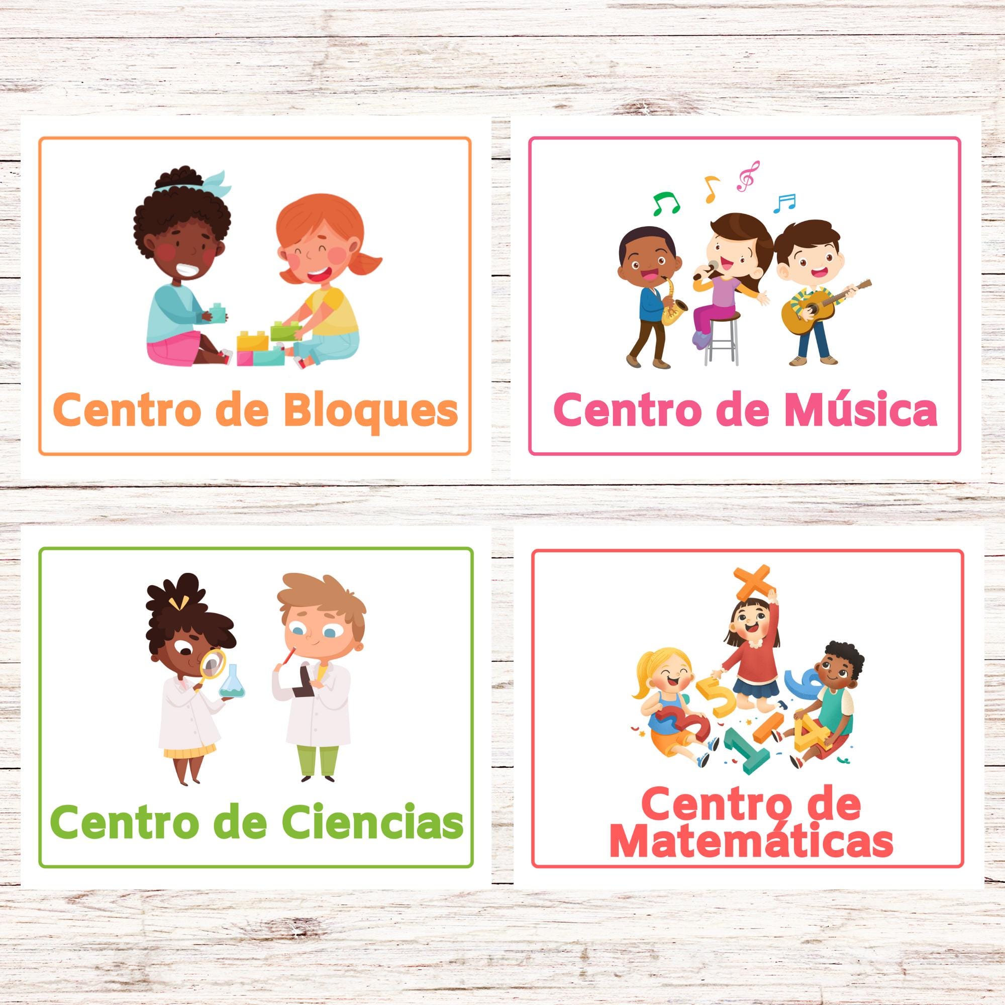 Spanish Classroom Center Labels – Bilingual Flashcards (PDF) - Etsy