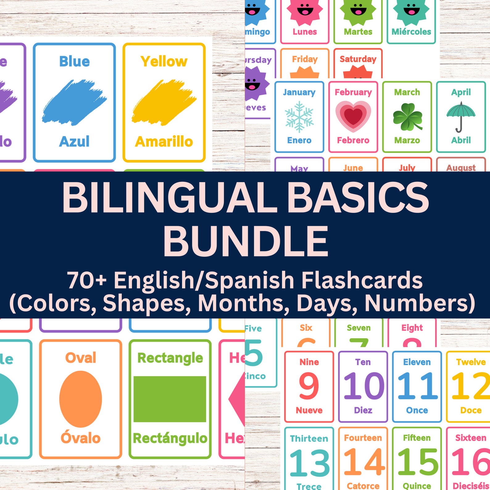 70+ Bilingual Basics Flashcards Bundle-spanish and English Printable ...