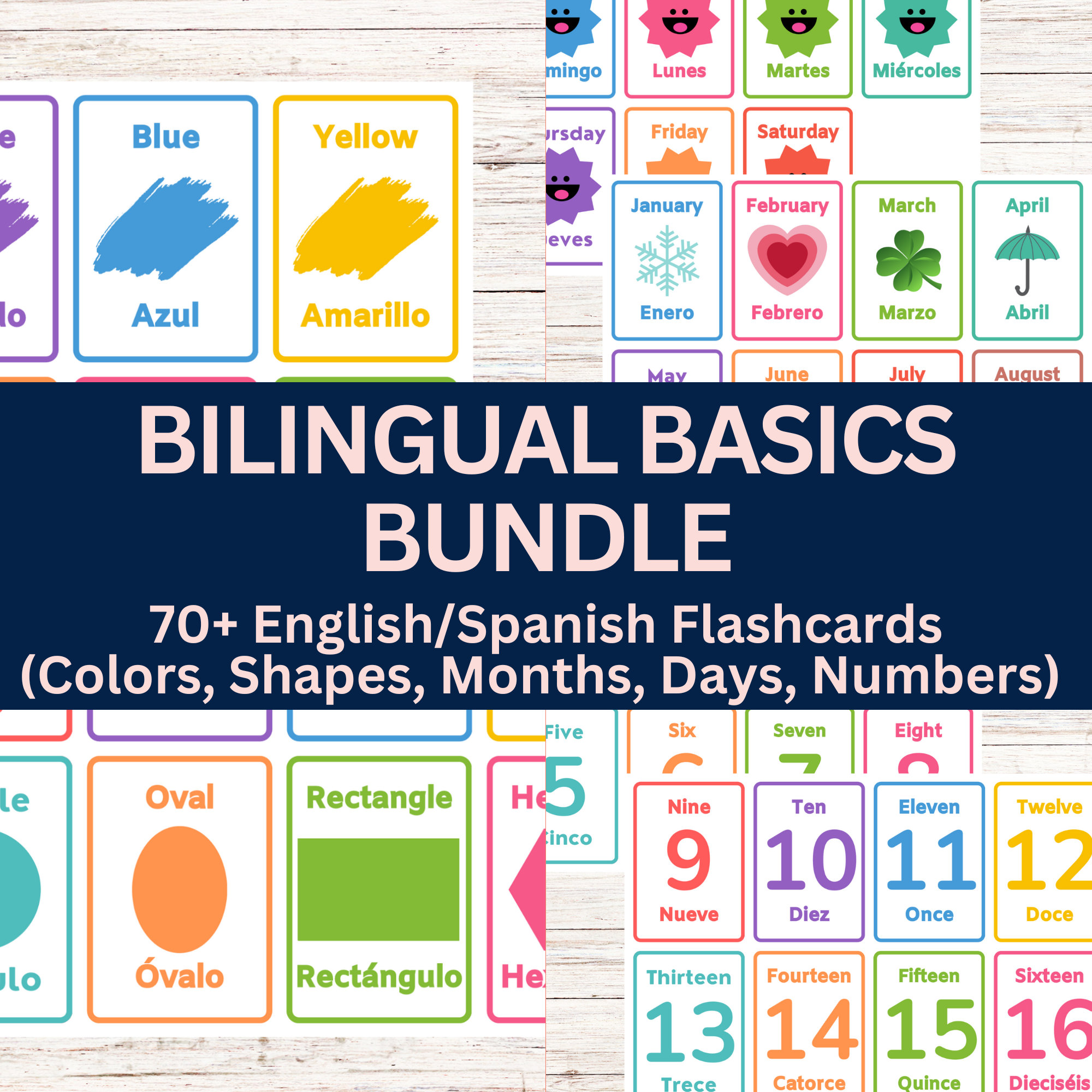 70+ Bilingual Basics Flashcards Bundle-spanish and English Printable ...