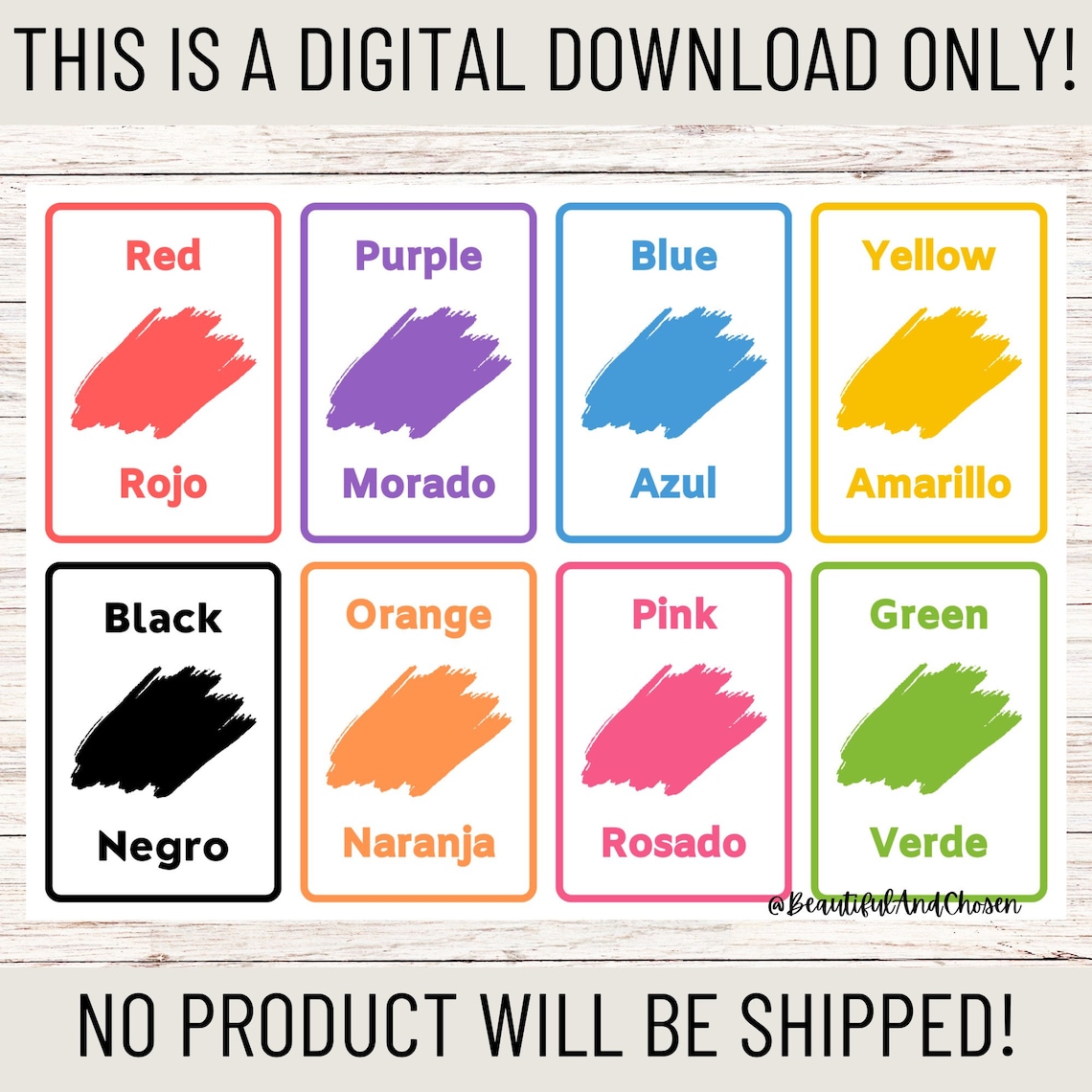 Colors and Shapes Bilingual Flashcards-spanish and English Printable ...