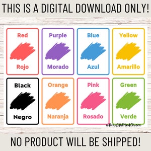 Colors and Shapes Bilingual Flashcards-spanish and English Printable ...