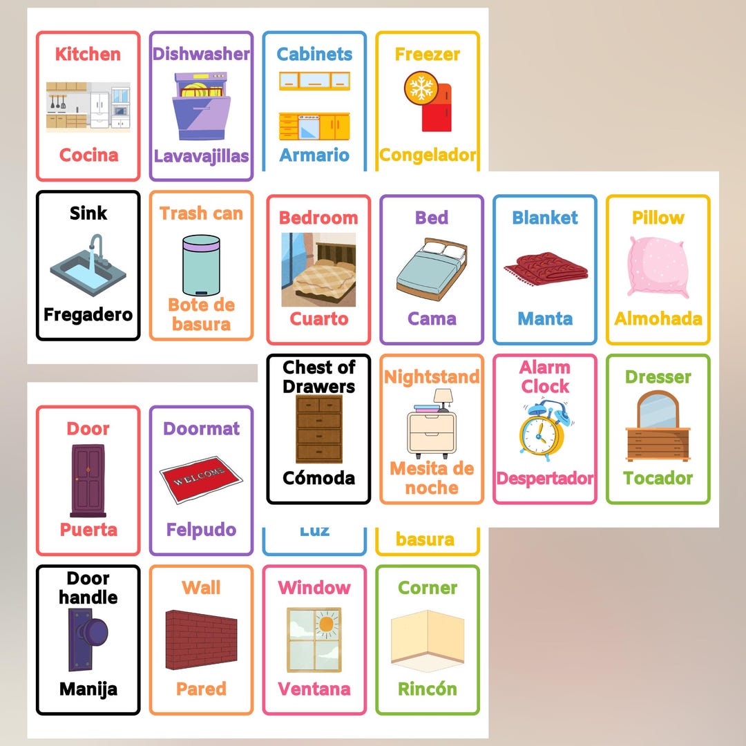 Bilingual Home Labels (125+)-spanish and English- Complete Set - Etsy