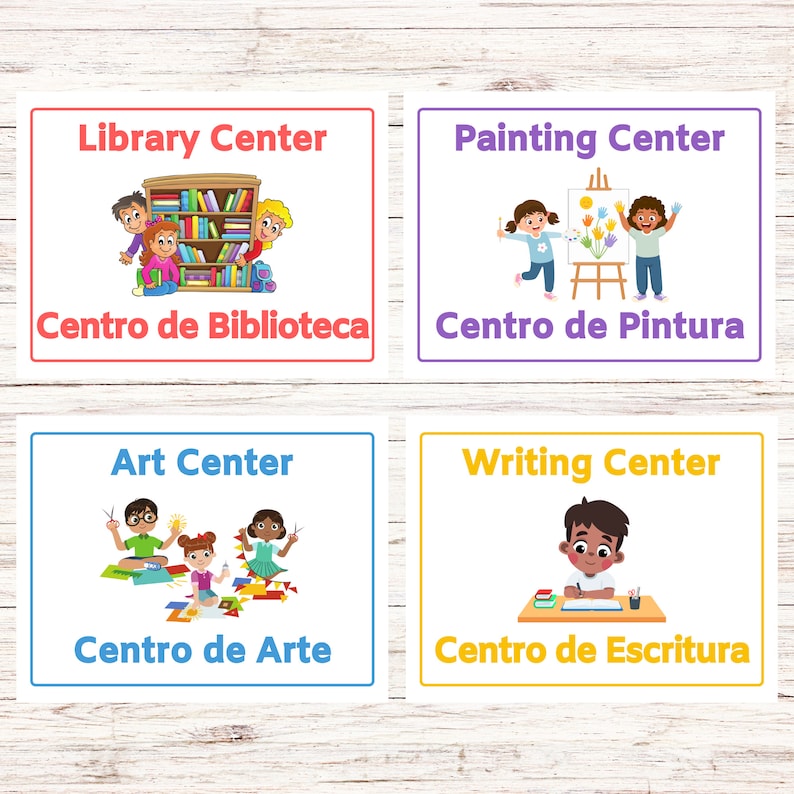 Bilingual Classroom Center Labels-spanish and English- Classroom ...