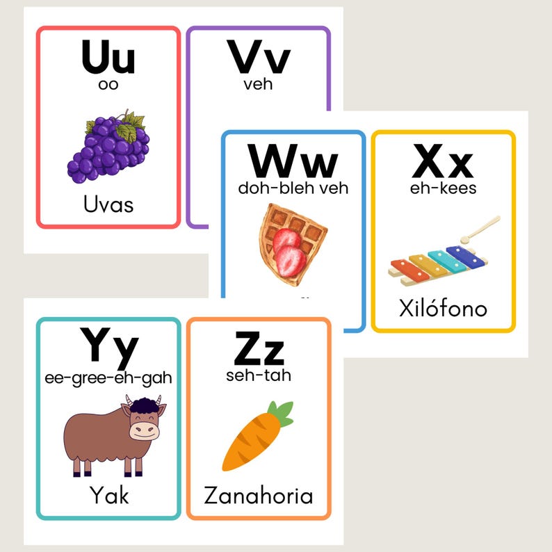 Spanish Alphabet Flashcards Printable With Letter Name Pronunciation ...