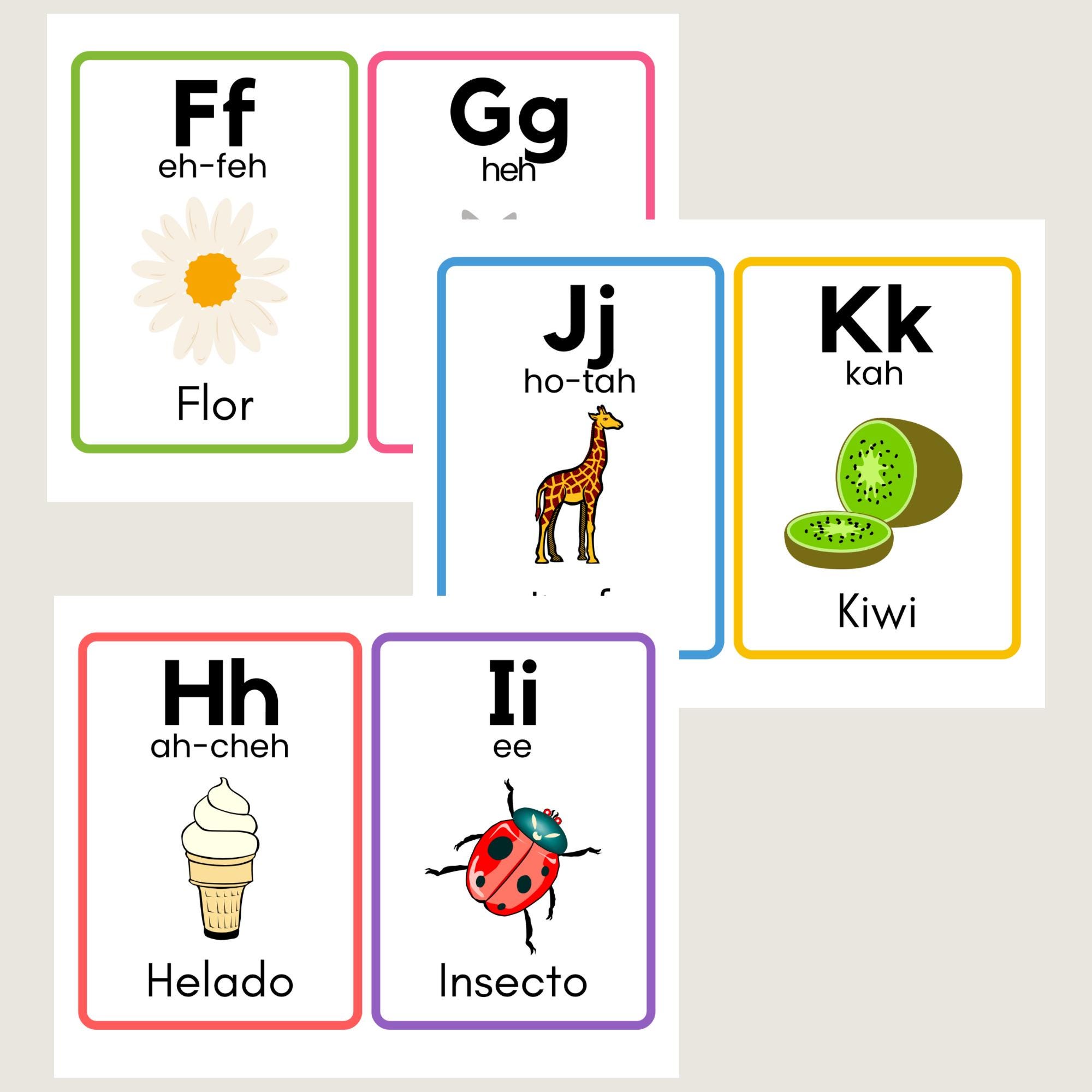 Spanish Alphabet Flashcards Printable With Letter Name Pronunciation ...