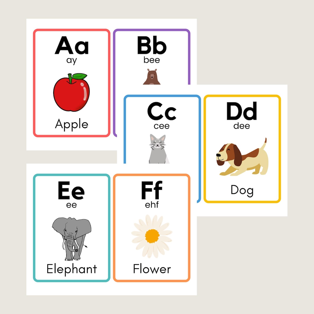 English Alphabet Flashcards Printable With Pronunciation 5x7 Kids ...