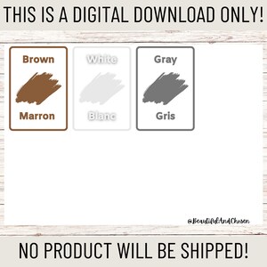 Colors and Shapes Bilingual Flashcards-french and English Printable ...