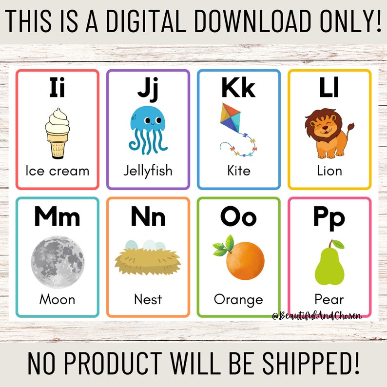 English Alphabet Flashcards Printable-study Tools, Kids Review ...