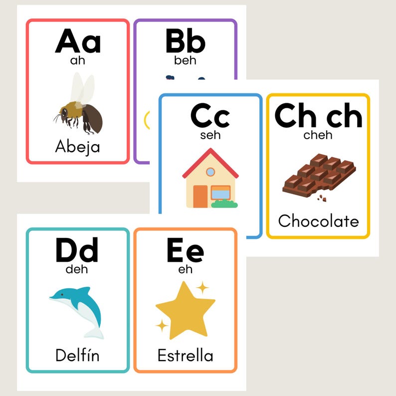 Spanish Alphabet Flashcards Printable With Letter Name Pronunciation ...