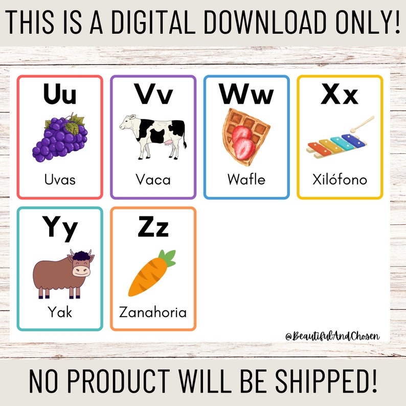 Spanish Alphabet Flashcards Printable - Etsy