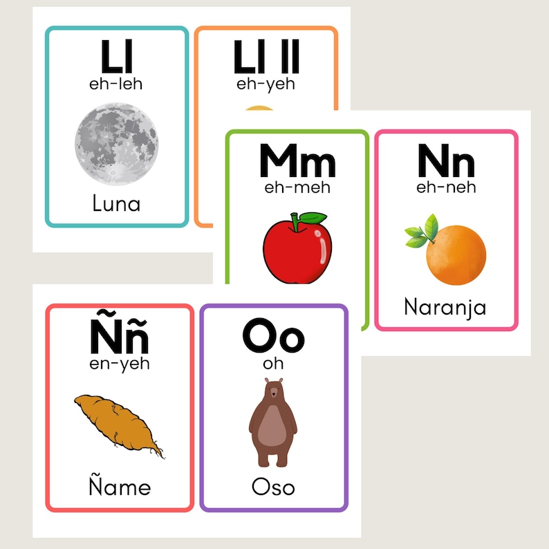 Spanish Alphabet Flashcards Printable With Letter Name Pronunciation ...