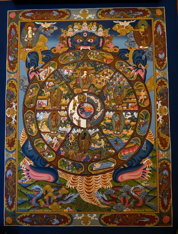 Wheel of Life (Samsara) Tibetan Buddhism Fine Thangka Lama Painting ...