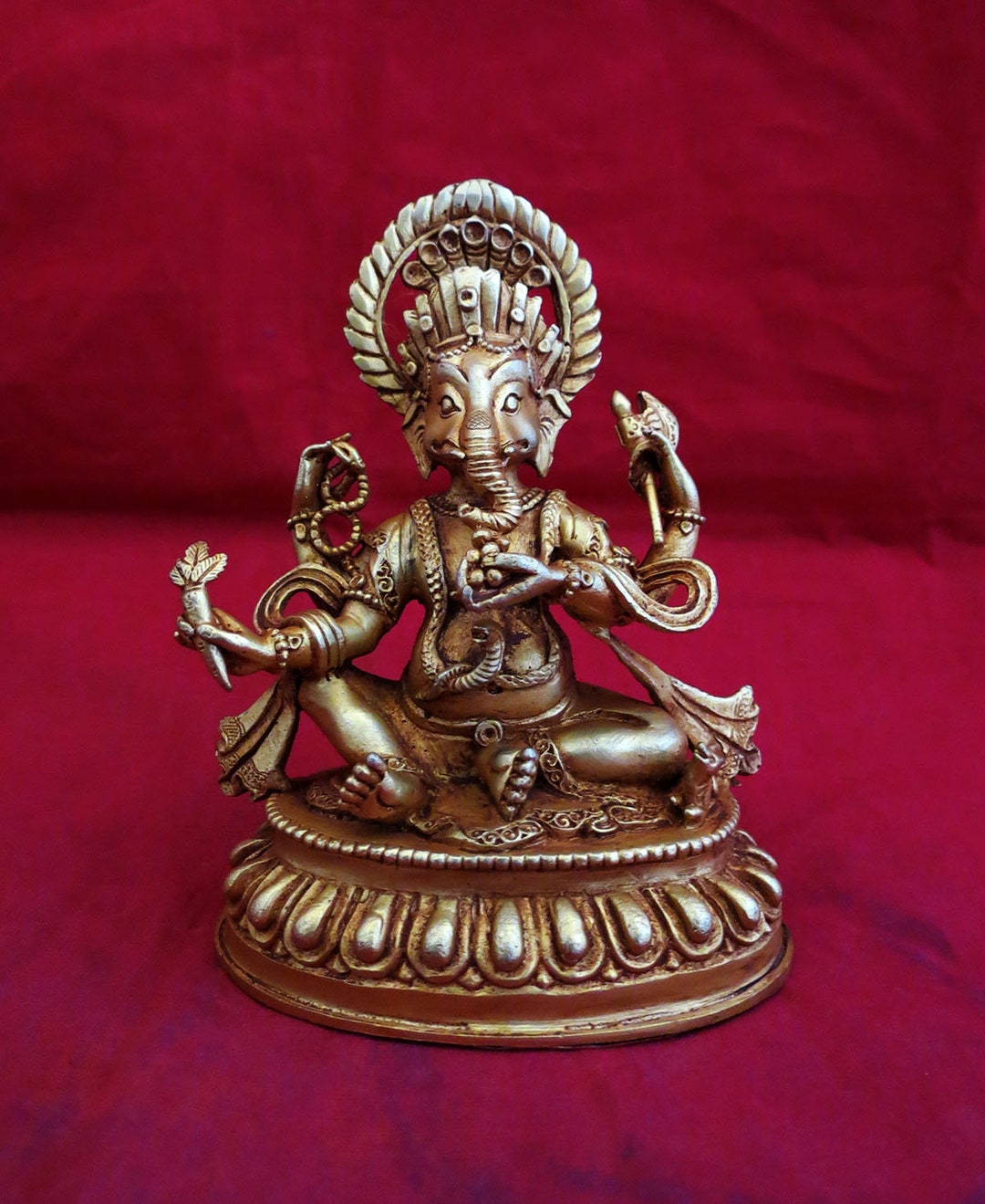 Hinduism God Lord Ganesh Copper 4 Gold Plated Handmade - Etsy