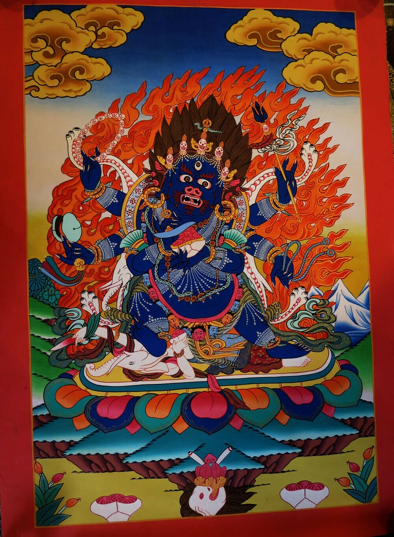 Tibetan Warthful Deity Lord Yamantaka Thangka Natural Color | Etsy
