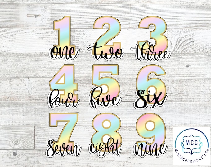 Set of Numbers Script 1-9 Cookie Cutter 2, 3, 4, 5, 6, 7, 8 - Etsy