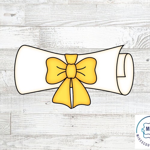 Rolled Graduation Diploma Cookie Cutter With Bow Foil Ribbon - Etsy