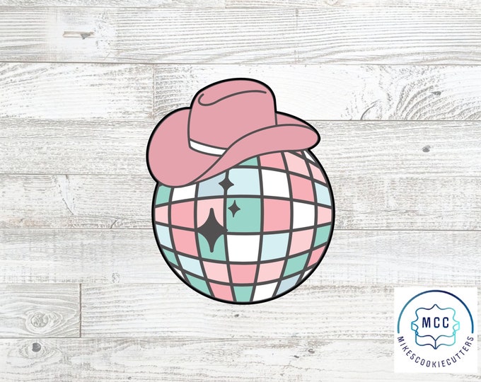 Cowgirl Cowboy Hat on Disco Ball Circle Cookie Cutter - Etsy